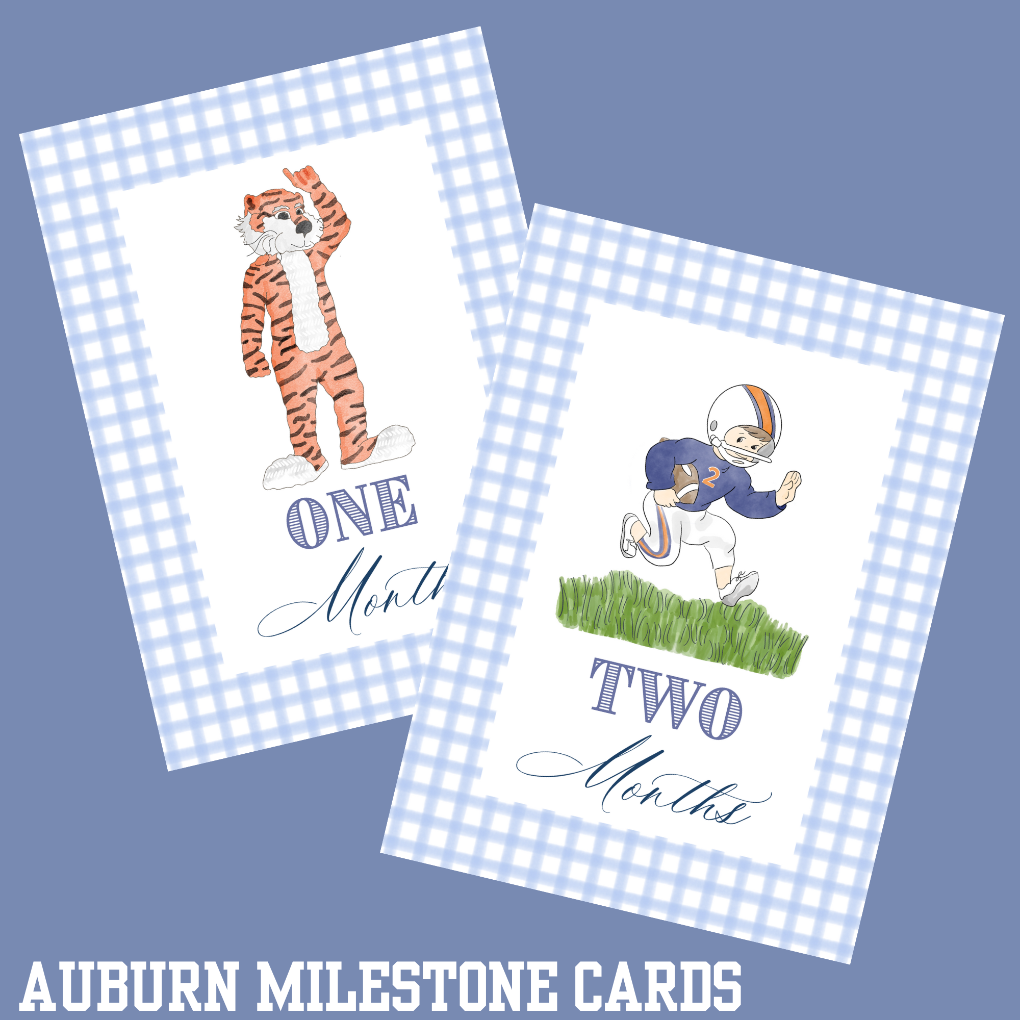 Auburn Themed Milestone Cards – PaperAirplaneDesigns